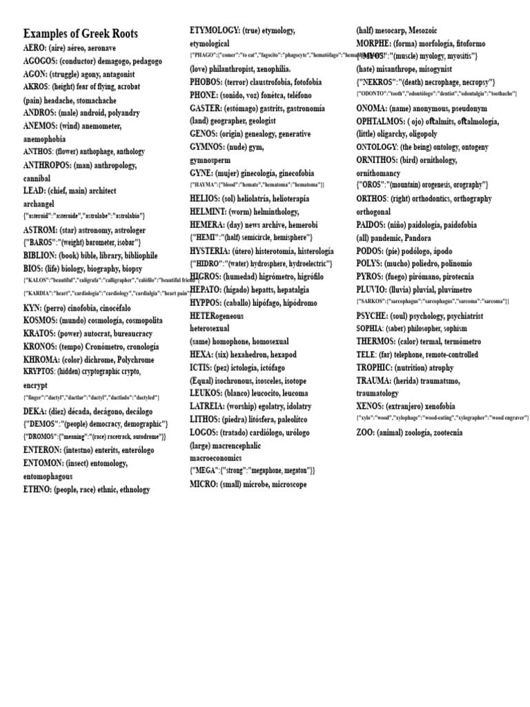 Examples of Greek Roots | PDF
