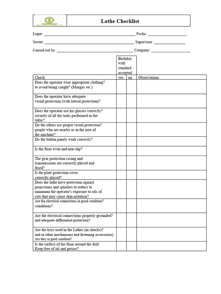 Checklist Turn | PDF | Mechanical Engineering