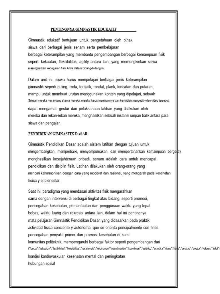 Pentingnya Gimnastik Pendidikan | PDF