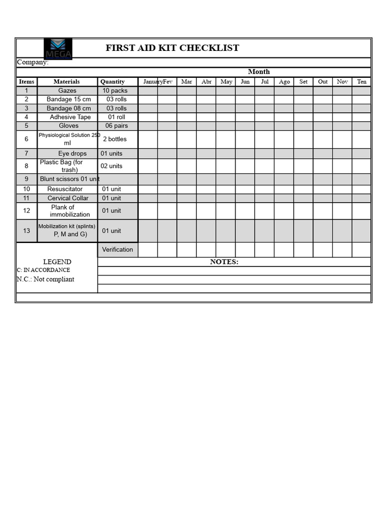 First Aid Checklist | PDF