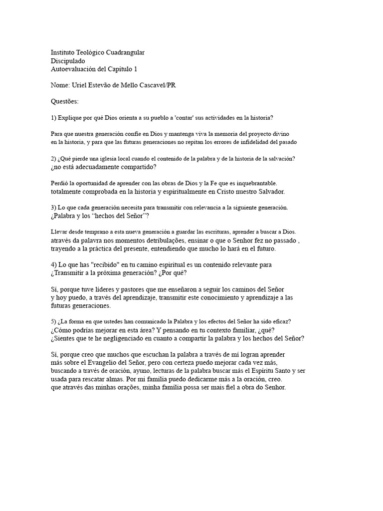 ITQ - DISCIPULADO - PREGUNTAS | PDF | Iglesia cristiana | Amor