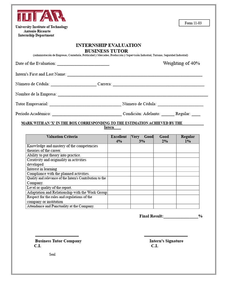 Intern Evaluation Form | PDF | Cognition | Cognitive Science