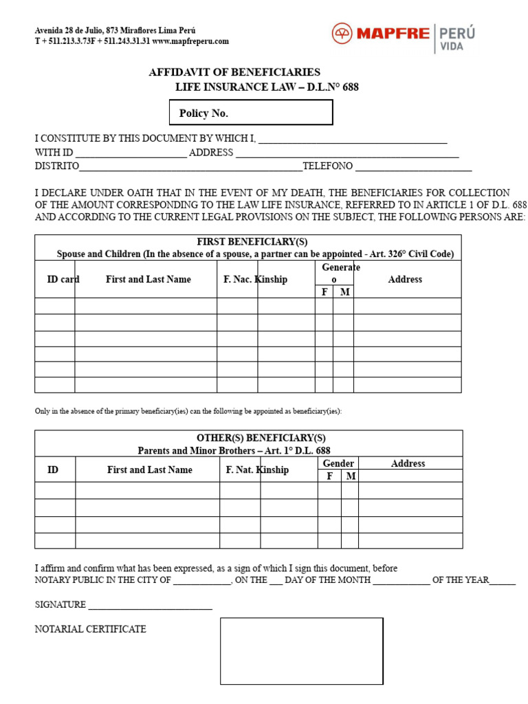 Affidavit of Beneficiaries | PDF