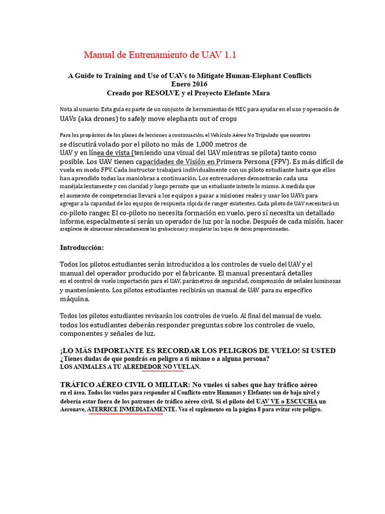 Manual de Entrenamiento de UAV | PDF | Vehículo aéreo no tripulado ...