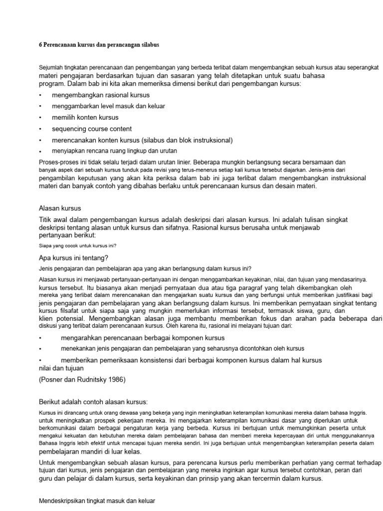 Perencanaan dan Desain Silabus Kursus | PDF