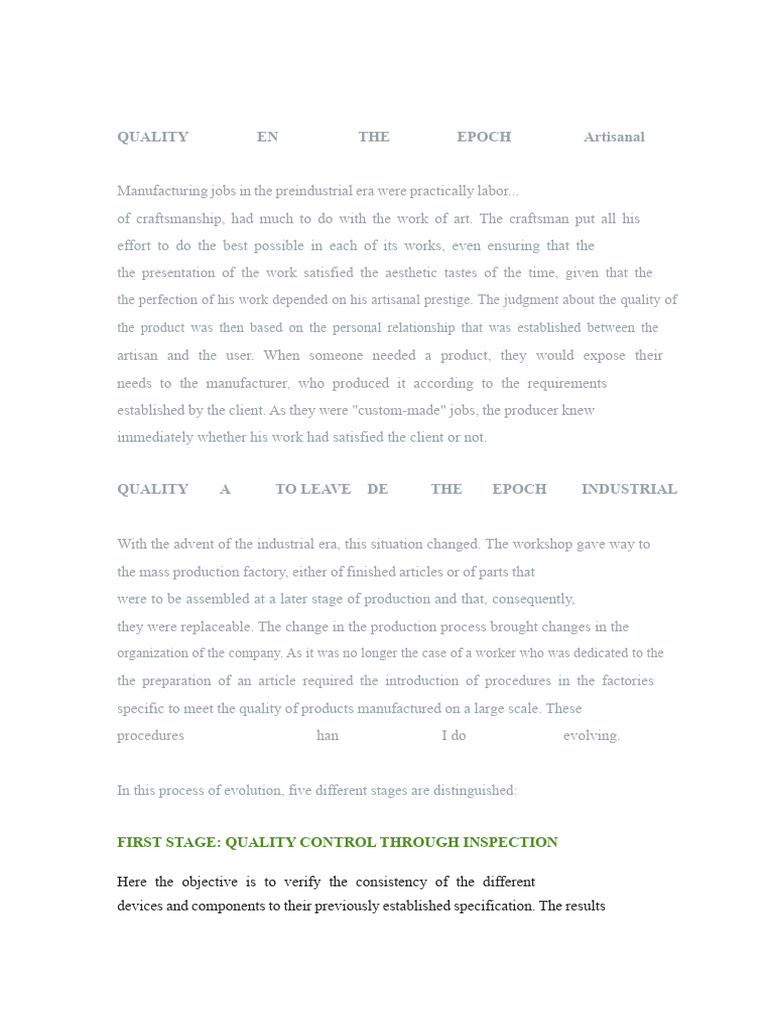 Quality in The Craft Era | PDF | Quality Assurance | Production And ...