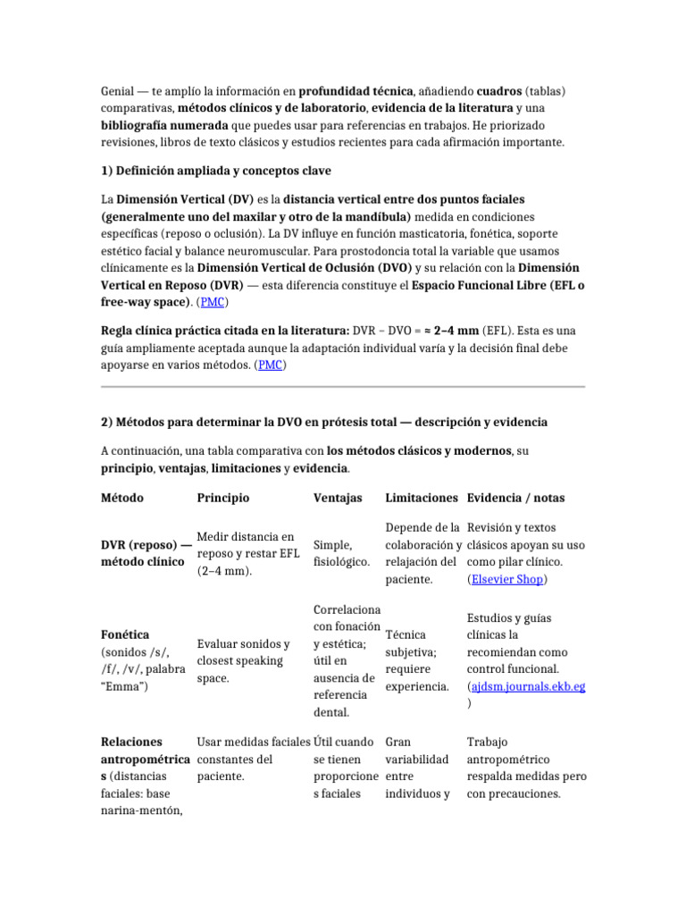 Dimensión Vertical en Prótesis Total: Métodos y Evidencia | PDF