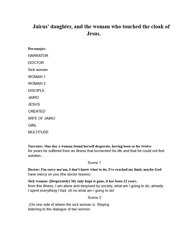 The Daughter of Jairus and The Woman Who Touched The Mantle of Jesus ...