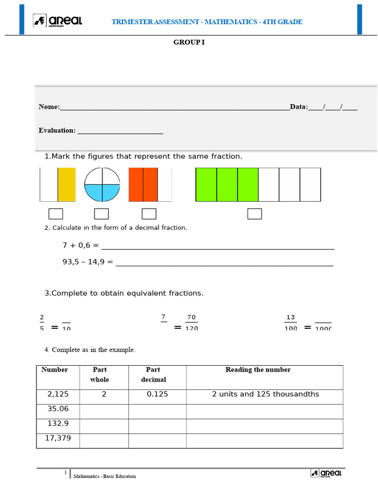 4th Grade Mathematics | PDF | Shape | Mathematics