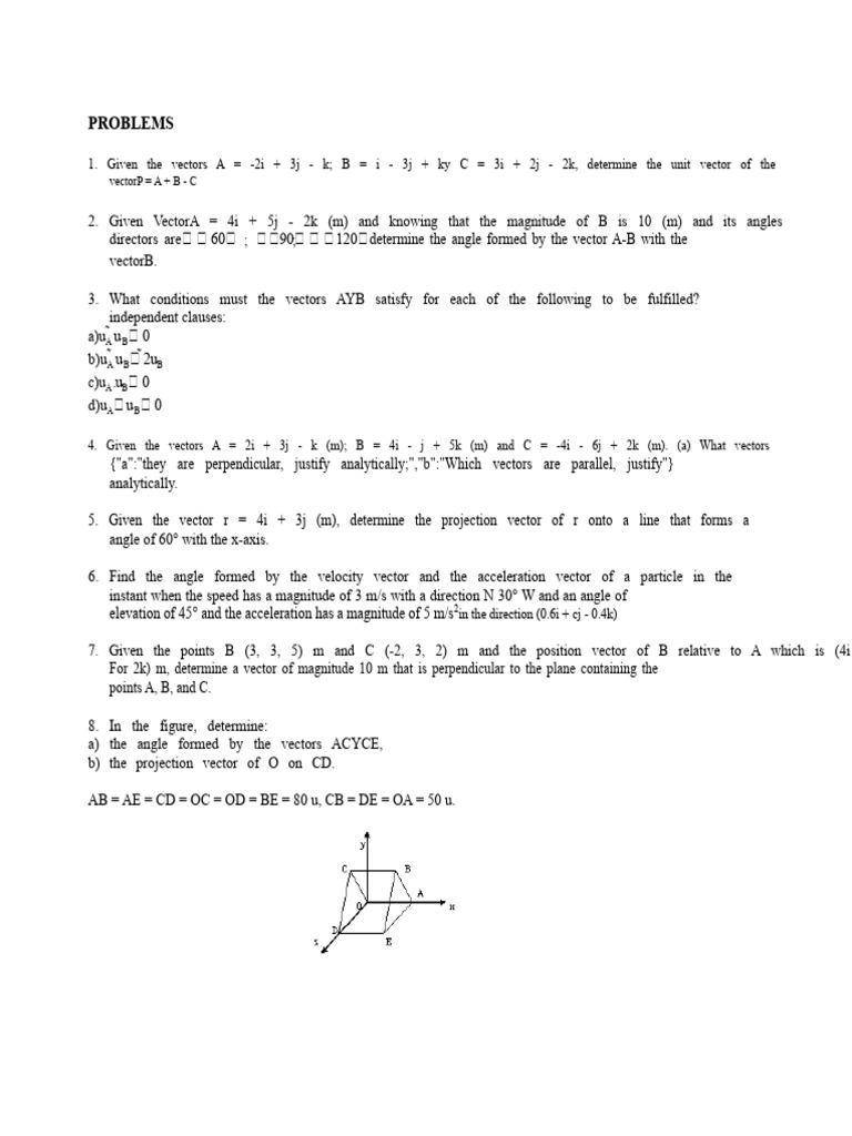 Proposed Exercises 3D Vectors | PDF | Euclidean Vector | Acceleration