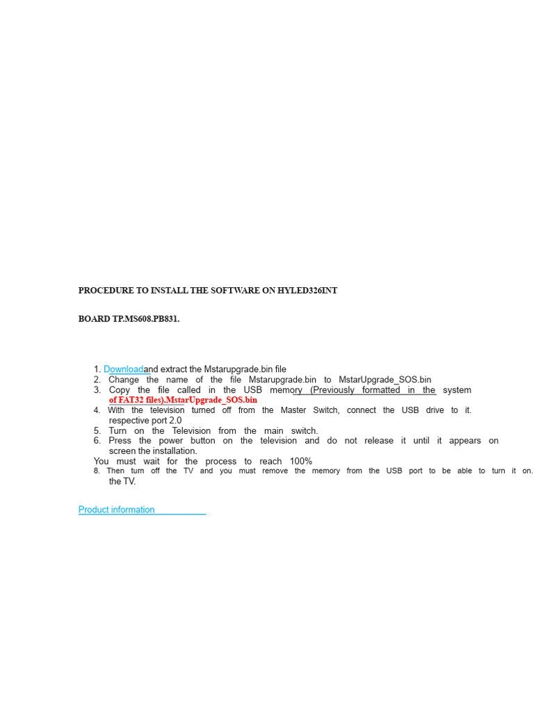 Procedure To Install The Software On Hyled326int | PDF