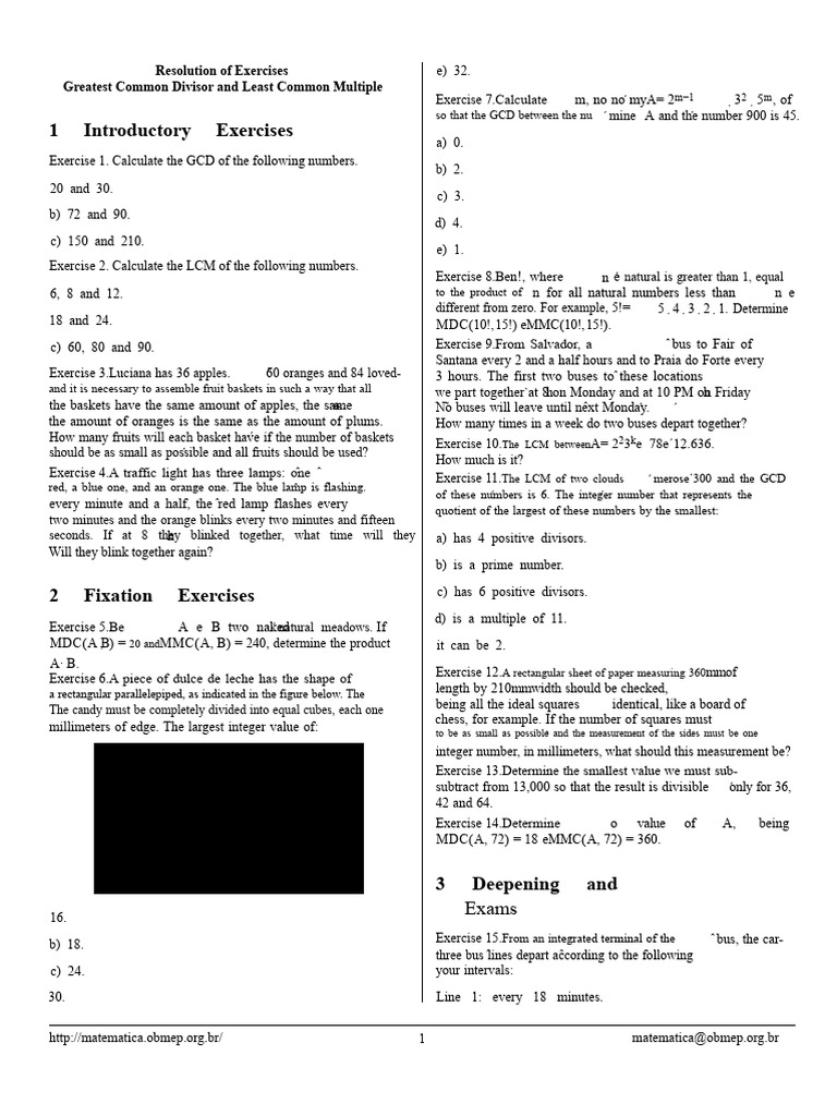 4 GCD and LCM | PDF | Elementary Mathematics | Number Theory