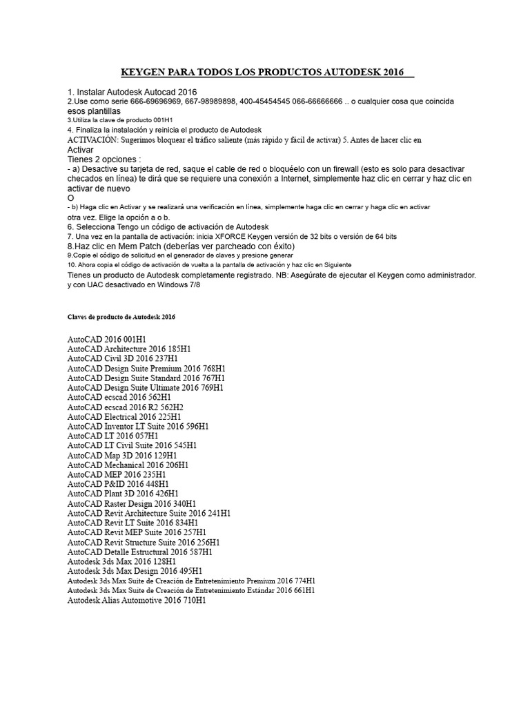 Keygen for All Autodesk Products 2015-2016 | PDF | Cad automático ...