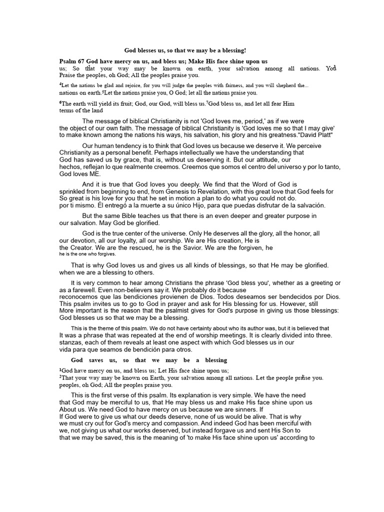 Psalm 67 | PDF | Salvation | God