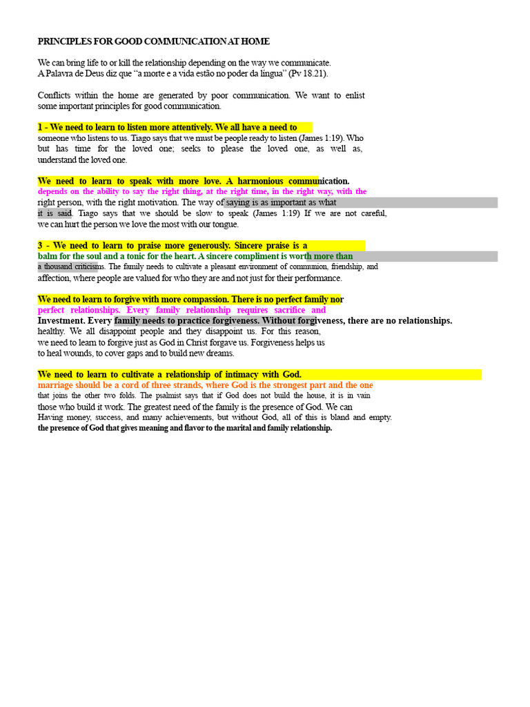 Principles For Good Communication at Home | PDF | Paul The Apostle | Jesus