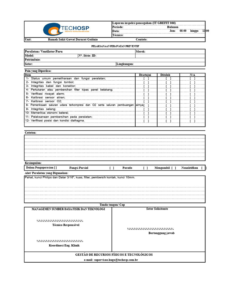 Checklist Prev Ventilator Mekanik | PDF