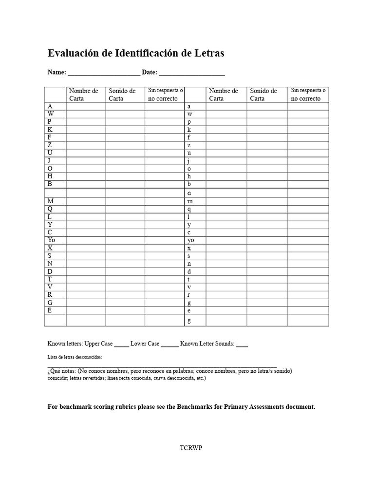 formulario de grabación de identificación de sonidos de letras | PDF ...