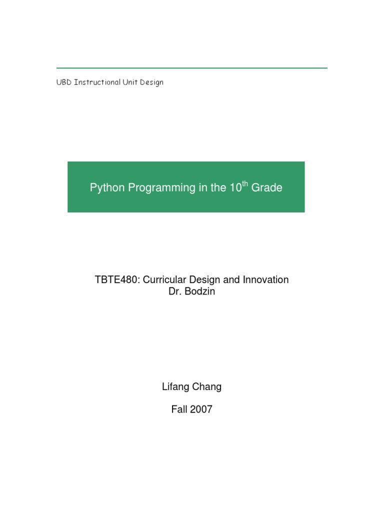 Ubd Instructional Unit Design | PDF | Programming Language | Parameter (Computer Programming)