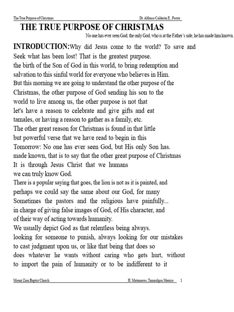The True Purpose of Christmas | PDF | Jesus | God In Christianity