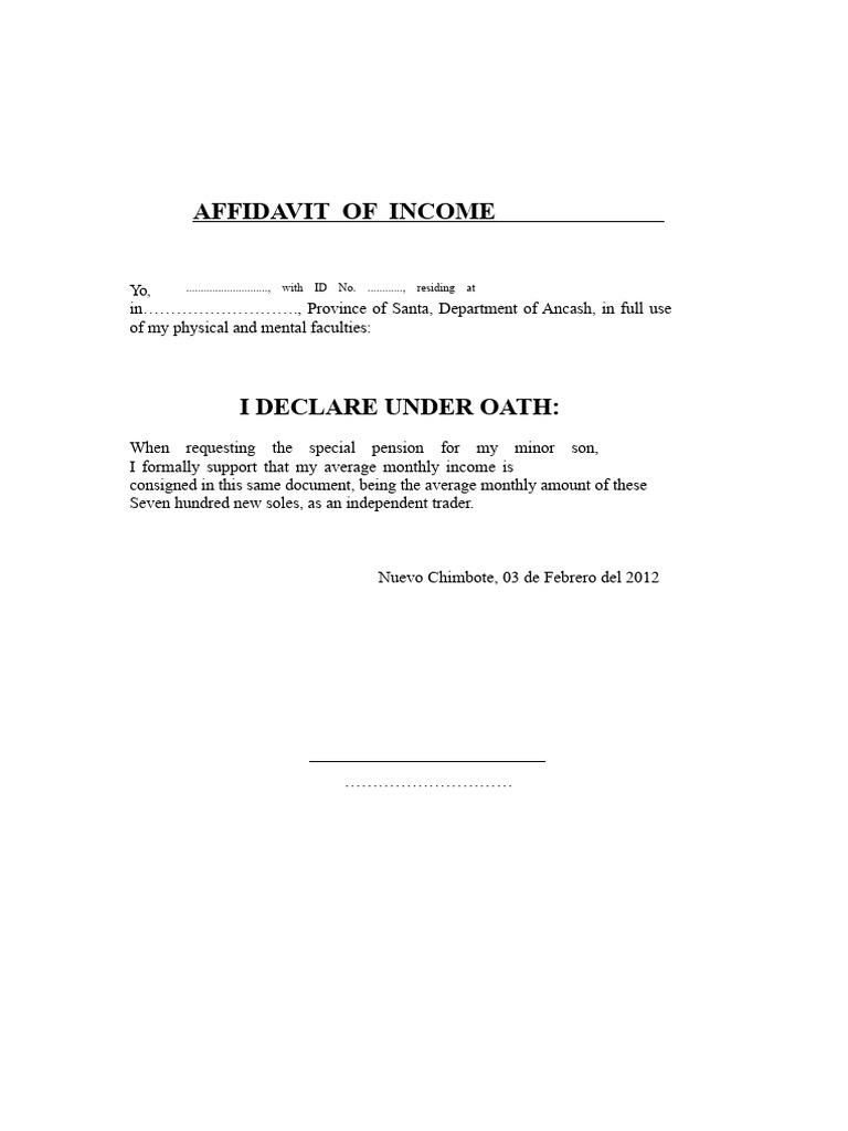 Affidavit of Income | PDF