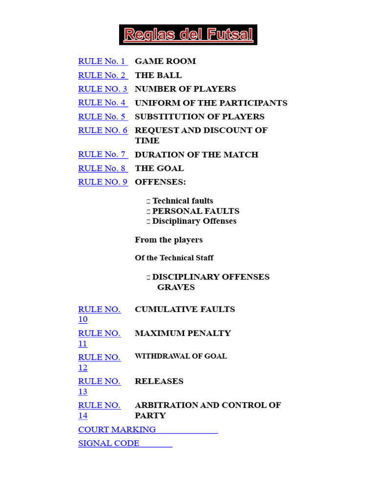 Futsal Rules | PDF