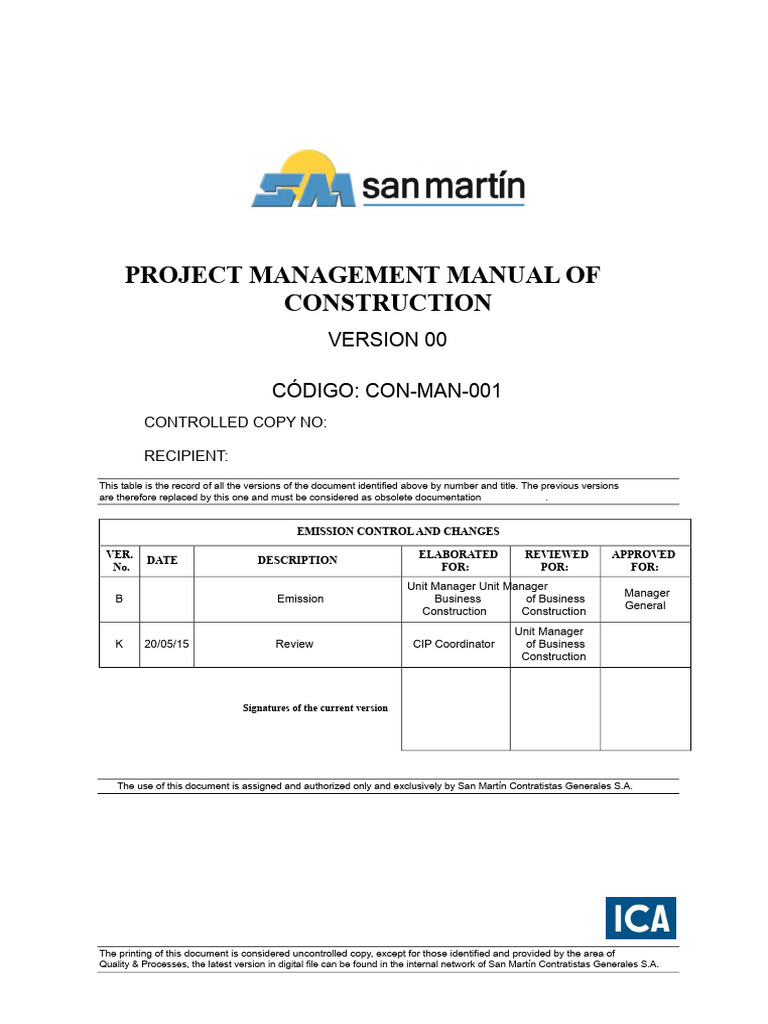 150520-SM-CON-Project Management Manual Construction-K PDF | PDF ...