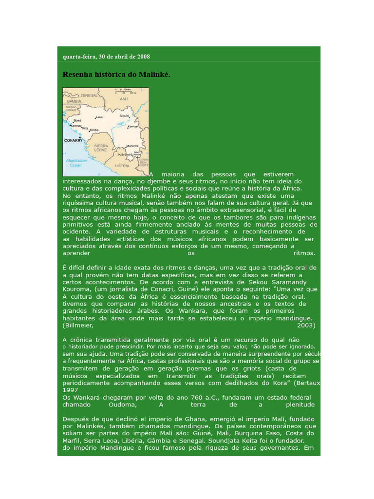 Malinké e Dança Mandinga | PDF | África | Mali