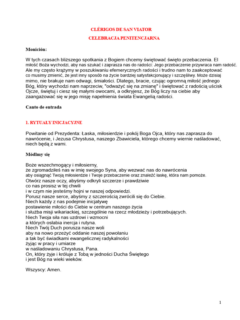 Celebracja Pokutna Rekolekcje 2017 | PDF