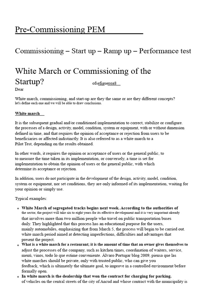 Understanding White March in Commissioning | PDF | System
