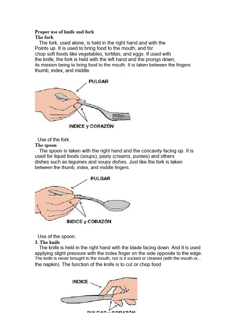 Proper Use of Knife and Fork | PDF