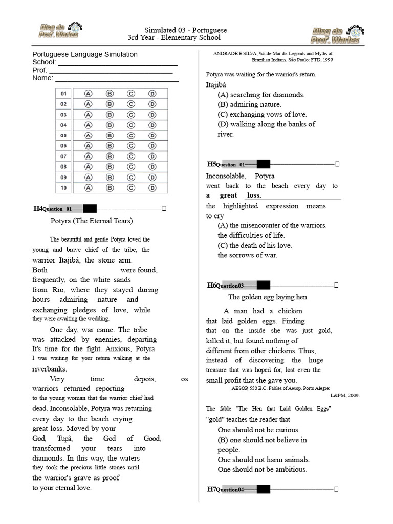 Simulated 03 (L. P - 3rd Year) - Blog of Prof. Warles | PDF