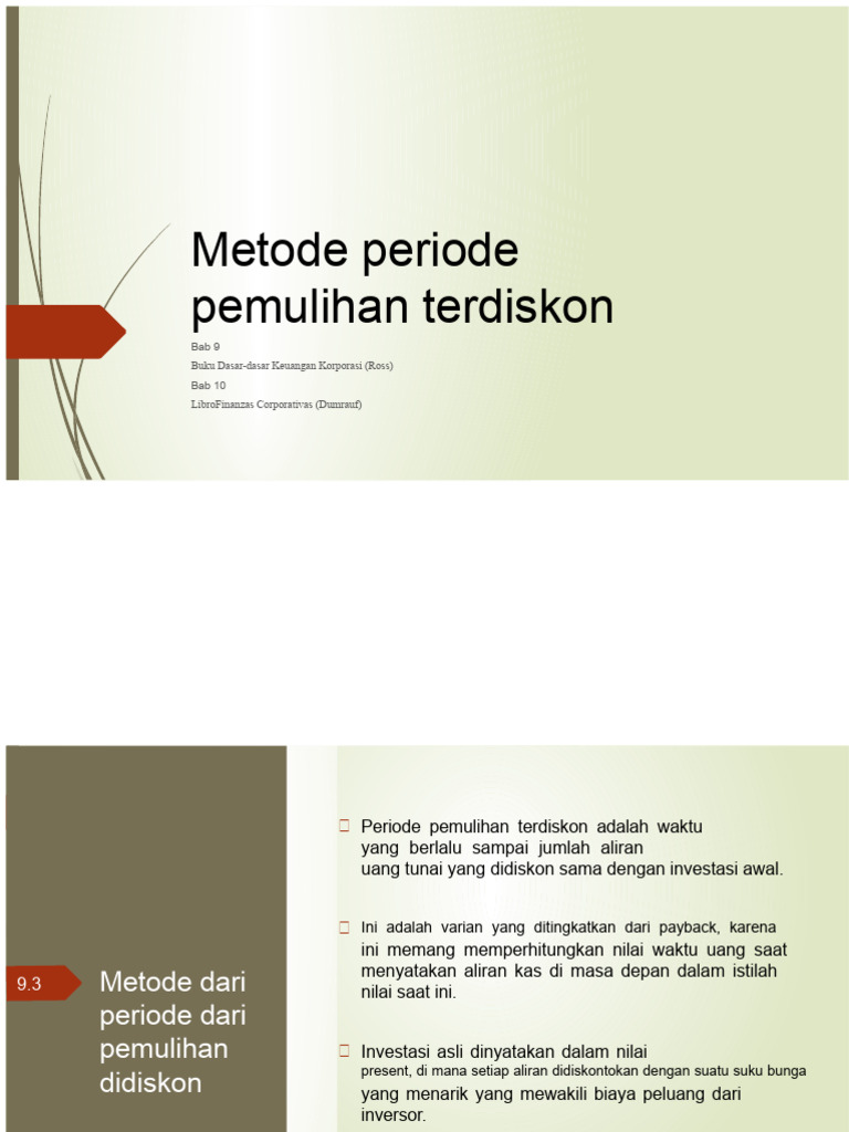 Metode Periode Pemulihan Diskonto | PDF