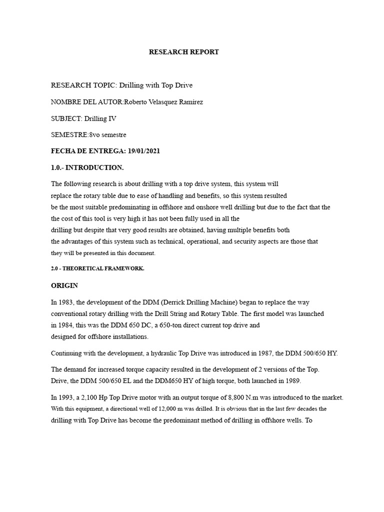 Drilling With Top Drive | PDF | Drill | Oil Well
