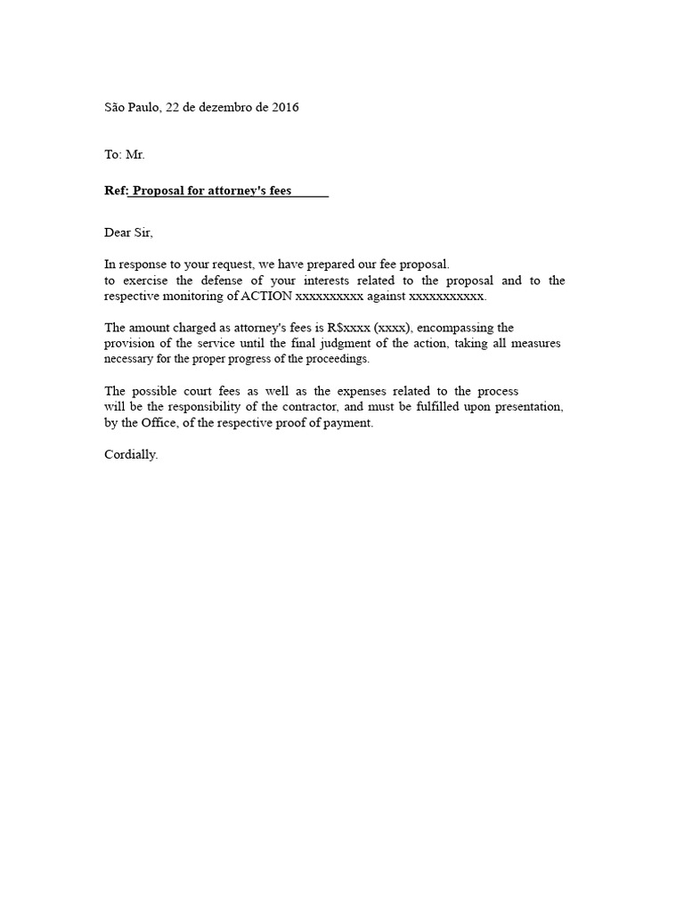 Proposal For Attorney Fees Template | PDF