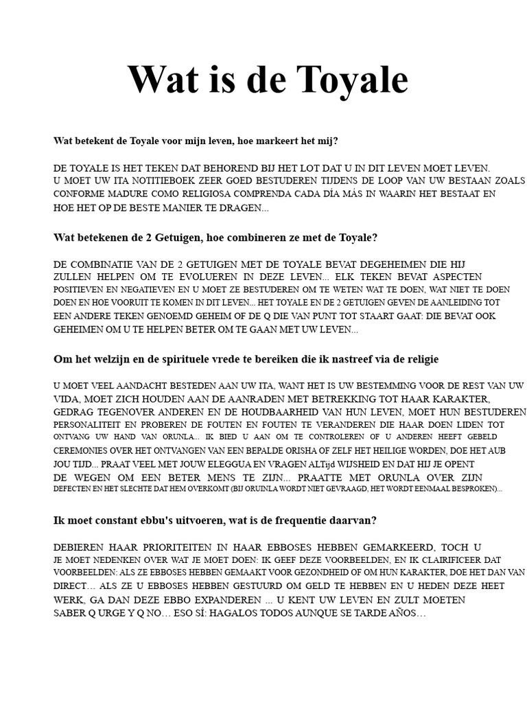 Wat Is de Toyale? | PDF