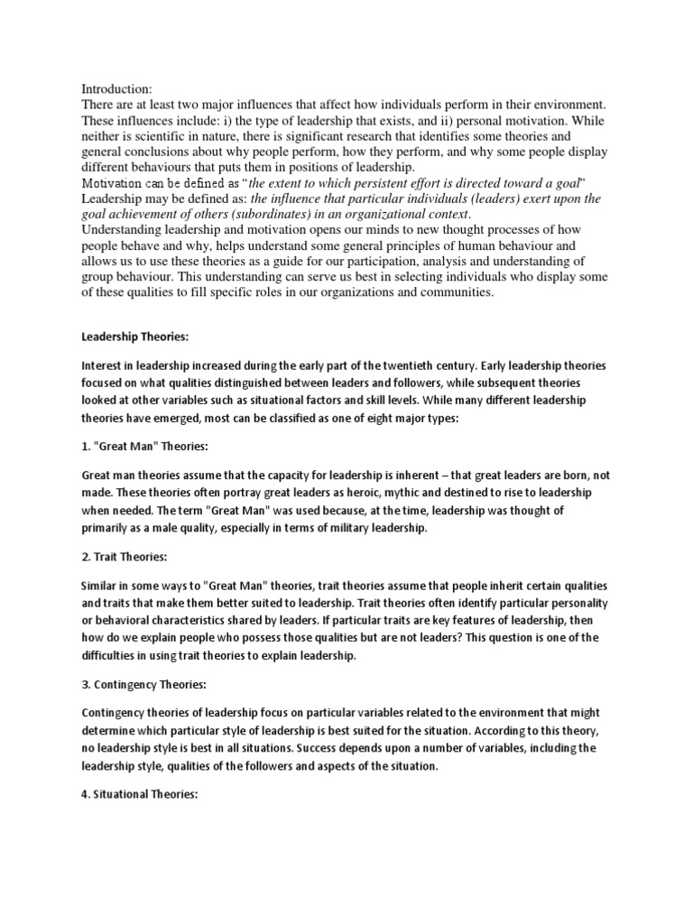 Leadership & Motivation Theories | PDF | Leadership | Motivation