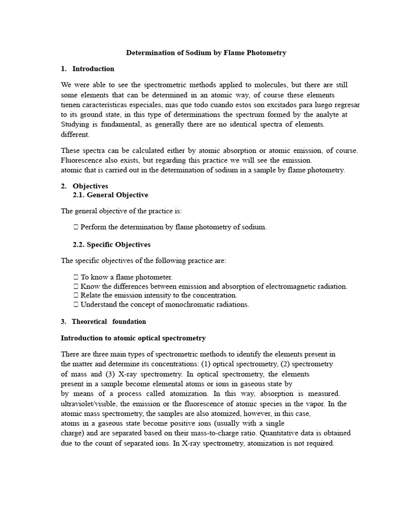 Practice 15 Sodium Flame Photometry | PDF | Emission Spectrum ...