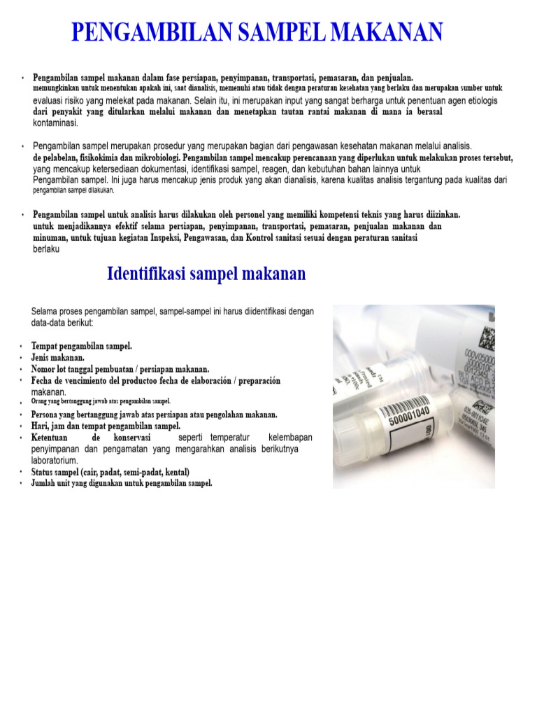 Pengambilan Sampel Makanan | PDF
