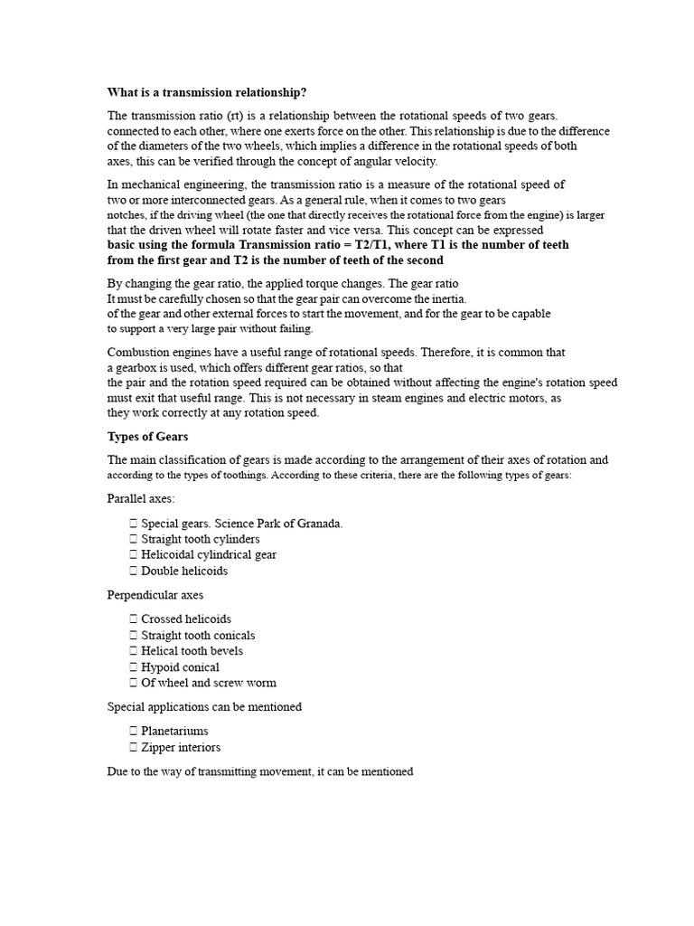Transmission Relationship | PDF | Gear | Belt (Mechanical)