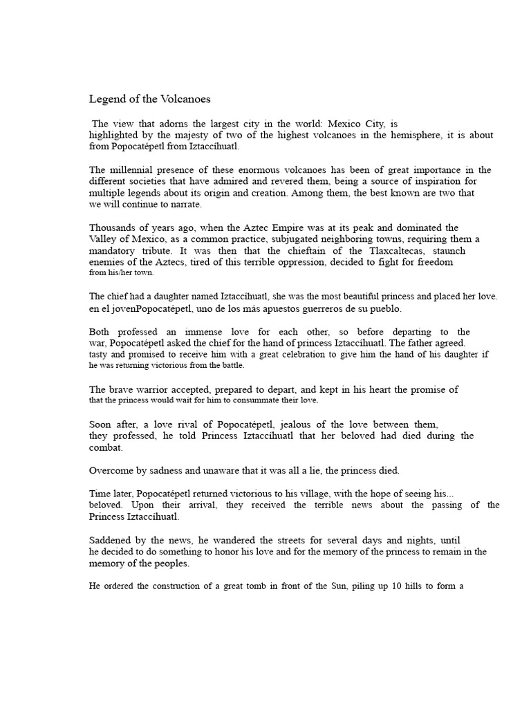 Legend of The Volcanoes | PDF