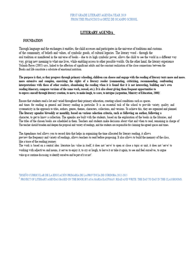LITERARY AGENDA 1ST GRADE Novel Alicia Paf | PDF | Narrative | Writing