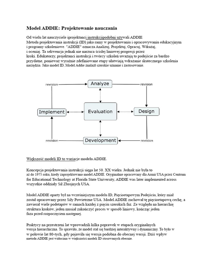 Model Addie Projektowania Nauczania | PDF