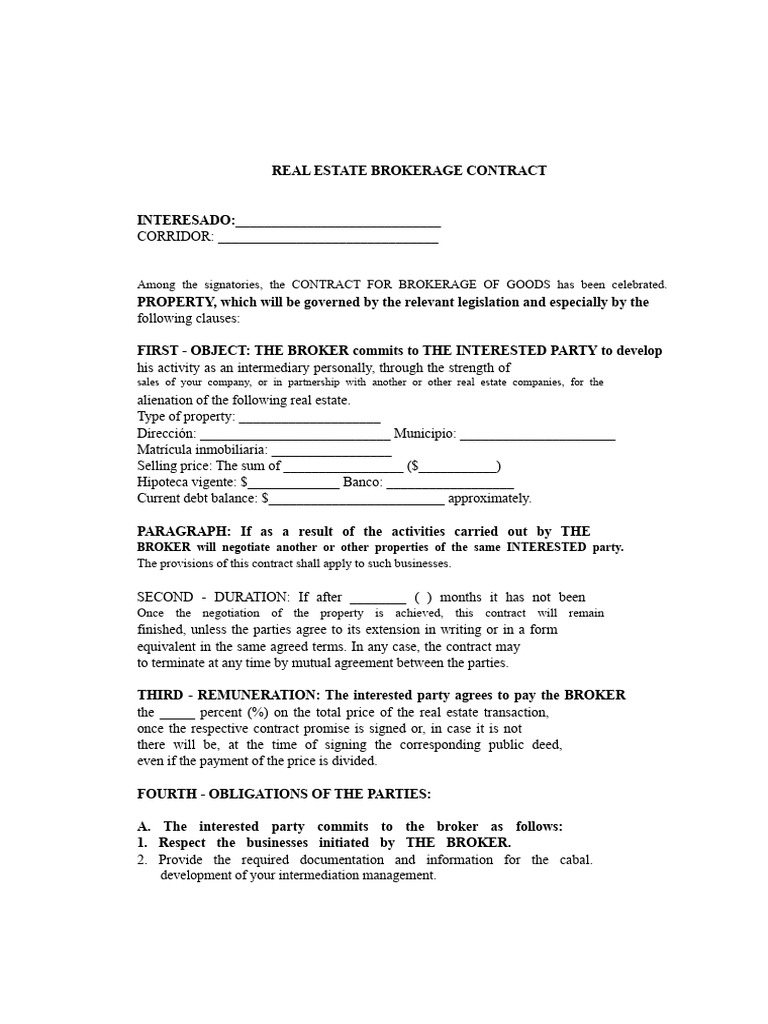 Brokerage Contract Model PDF | PDF | Private Law | Business Law
