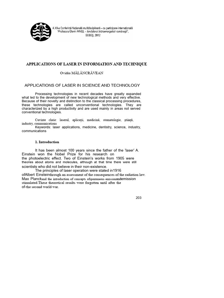 29 Applications of The Laser in Science and Technology | PDF | Laser ...