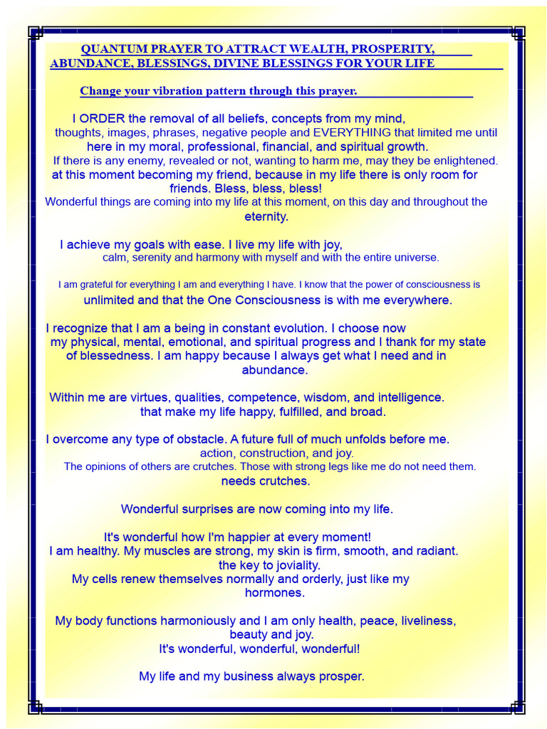 Quantum Prayer To Attract Wealth | PDF | Prayer | Thought