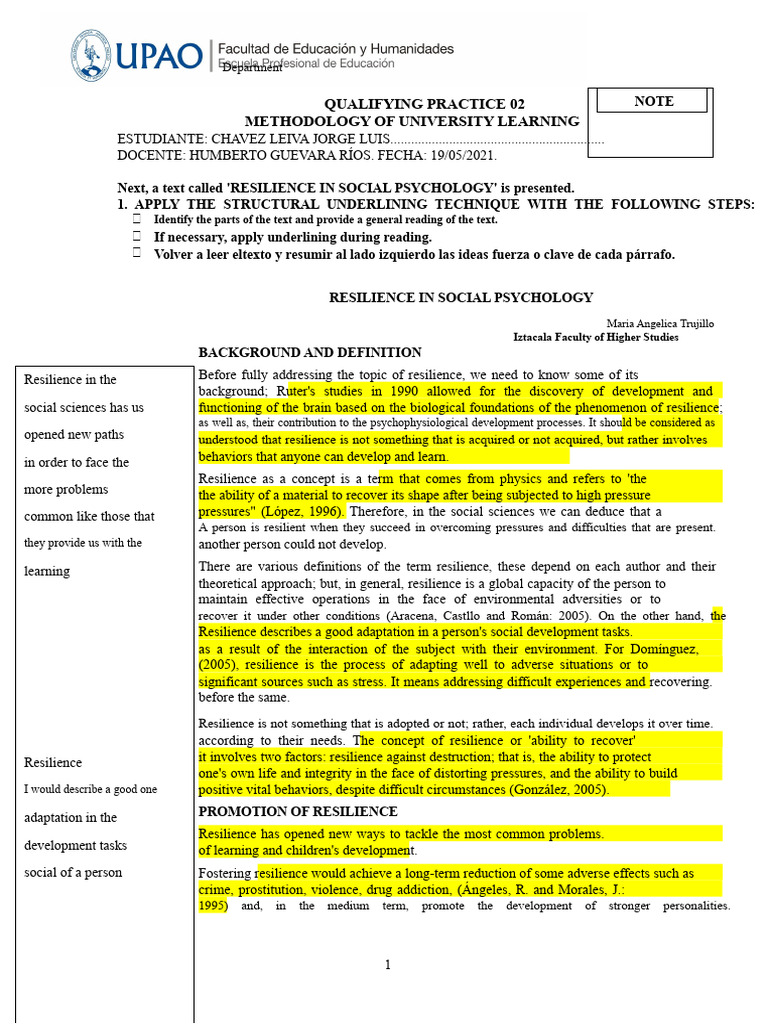 S5 Practice S5 Structural Underlining Key Diagram | PDF | Psychological ...
