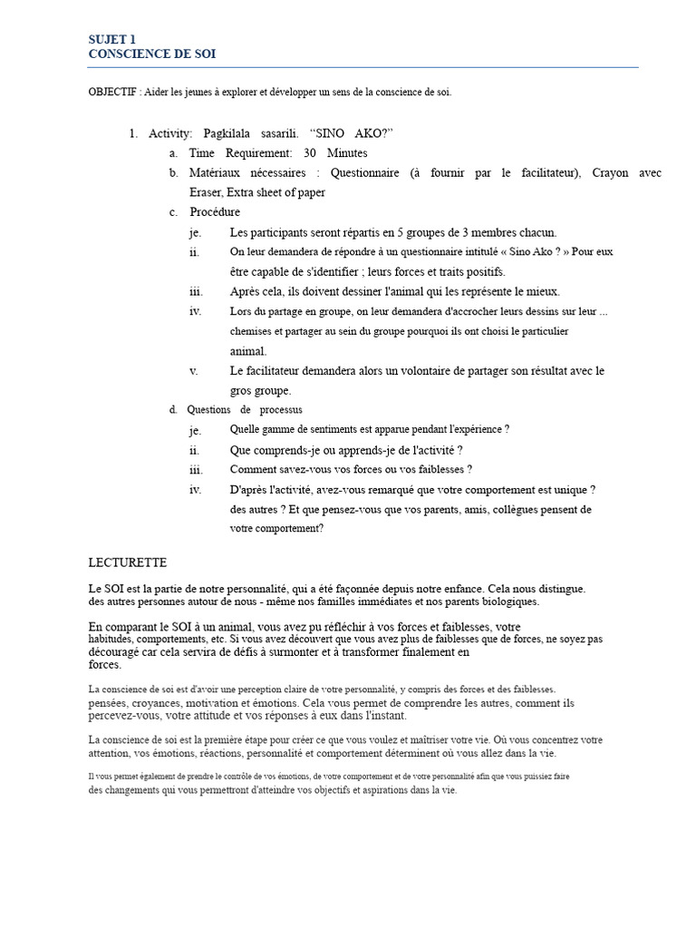 Conscience de soi et métamorphose adolescente | PDF | Adolescence ...