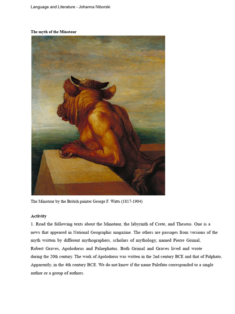 Minotaur Myth: Theseus and the Labyrinth | PDF | Minotaur | Theseus