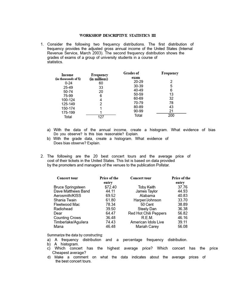 Descriptive Statistics Workshop Iii Pdf