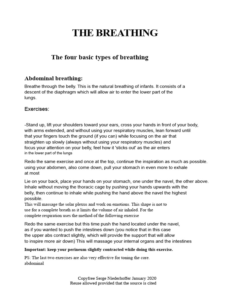 Types of Breathing Techniques Explained | PDF | Breathing | Abdomen